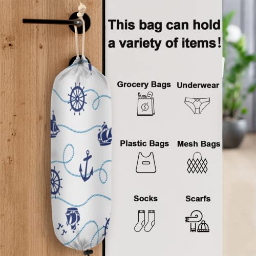 Anchor Nautical Plastic Bag Holder, Rudder Sailboat Grocery Bag Storage Holder Hanging Garbage Shopping Bag Trash Bags Organizer for Kitchen Home