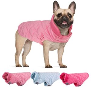 idomik dog winter coat cold weather jacket, pet thick fleece lining vest reversible warm clothes, windproof snowproof padded sweater outfit apparel,adjustable cozy snowsuit for small medium large dogs