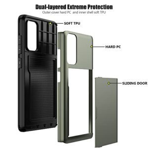 Nvollnoe for Samsung S20 FE Case with Card Holder Dual Layer Heavy Duty Protective Galaxy S20 FE Case Hidden Card Slot Slim Wallet Case for Samsung S20 FE 5G 6.5''(Green)