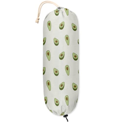 Fruit Avocado Plastic Bag Holder, Avocado Pattern Grocery Bag Storage Holder Hanging Garbage Shopping Bag Trash Bags Organizer for Kitchen Home