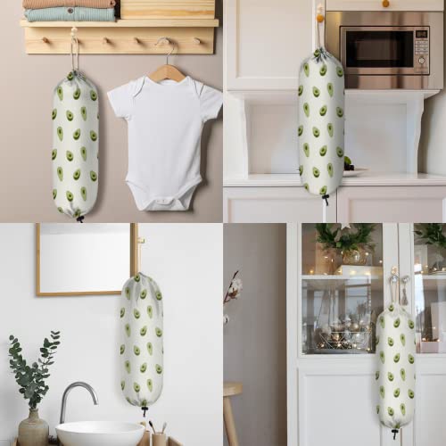 Fruit Avocado Plastic Bag Holder, Avocado Pattern Grocery Bag Storage Holder Hanging Garbage Shopping Bag Trash Bags Organizer for Kitchen Home