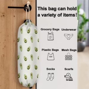 Fruit Avocado Plastic Bag Holder, Avocado Pattern Grocery Bag Storage Holder Hanging Garbage Shopping Bag Trash Bags Organizer for Kitchen Home