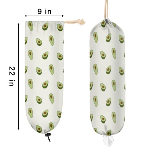 Fruit Avocado Plastic Bag Holder, Avocado Pattern Grocery Bag Storage Holder Hanging Garbage Shopping Bag Trash Bags Organizer for Kitchen Home