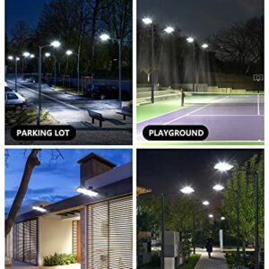 OKELI Commercial LED Street Light, 100W Hight Bright Parking Lot Lighting with Adjustable Arm Mount, Outdoor Waterproof Dusk to Dawn Photocell Shoebox Pole Area Lights for Stadium, 15600LM, 6000K