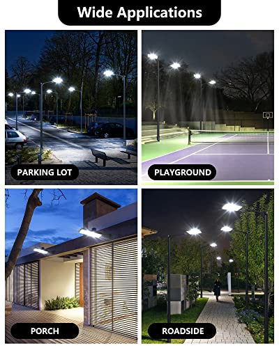 OKELI Commercial LED Street Light, 100W Hight Bright Parking Lot Lighting with Adjustable Arm Mount, Outdoor Waterproof Dusk to Dawn Photocell Shoebox Pole Area Lights for Stadium, 15600LM, 6000K