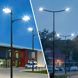 OKELI Commercial LED Street Light, 100W Hight Bright Parking Lot Lighting with Adjustable Arm Mount, Outdoor Waterproof Dusk to Dawn Photocell Shoebox Pole Area Lights for Stadium, 15600LM, 6000K