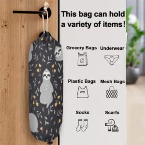 Cute Sloth Plastic Bag Holder, Animal Floral Leaves Grocery Bag Storage Holder Hanging Garbage Shopping Bag Trash Bags Organizer for Kitchen Home