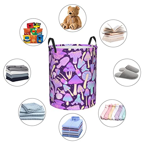 Psychedelic Mushroom Laundry Hamper With Handles Collapsible Canvas Laundry Basket,Waterproof Storage Basket,Toy Storage Bag