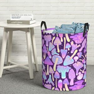 Psychedelic Mushroom Laundry Hamper With Handles Collapsible Canvas Laundry Basket,Waterproof Storage Basket,Toy Storage Bag