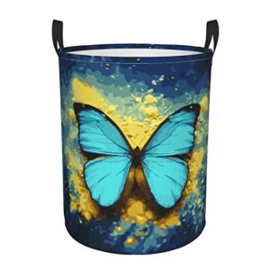 butterfly laundry hamper with handles collapsible canvas laundry basket,waterproof storage basket,toy storage bag