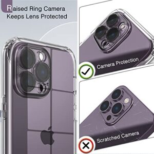 Switdo Compatible with iPhone 14 Pro Case Clear with Built-in Screen Protector&Camera Lens Protector,Transparent Shockproof Cover Full Body Protective Phone Case for iPhone 14 Pro 6.1 inch,Clear