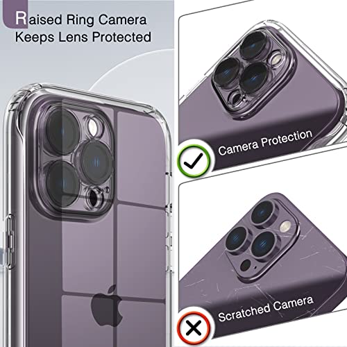 Switdo Compatible with iPhone 14 Pro Case Clear with Built-in Screen Protector&Camera Lens Protector,Transparent Shockproof Cover Full Body Protective Phone Case for iPhone 14 Pro 6.1 inch,Clear