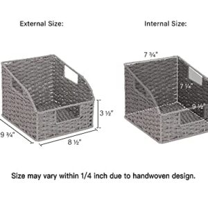 StorageWorks Storage Baskets, Rectangular Wicker Baskets with Built-in Handles, Decorative Storage Boxes