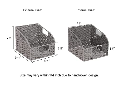 StorageWorks Storage Baskets, Rectangular Wicker Baskets with Built-in Handles, Decorative Storage Boxes