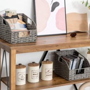 StorageWorks Storage Baskets, Rectangular Wicker Baskets with Built-in Handles, Decorative Storage Boxes