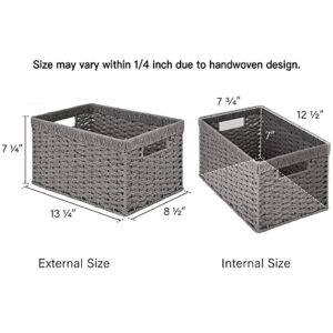 StorageWorks Storage Baskets, Rectangular Wicker Baskets with Built-in Handles, Decorative Storage Boxes