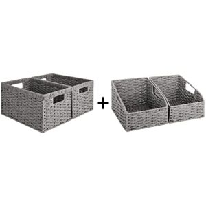 storageworks storage baskets, rectangular wicker baskets with built-in handles, decorative storage boxes