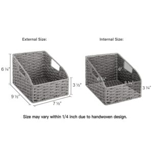 StorageWorks Storage Baskets, Rectangular Wicker Baskets with Built-in Handles, Decorative Storage Boxes