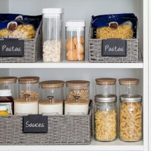 StorageWorks Storage Baskets, Rectangular Wicker Baskets with Built-in Handles, Decorative Storage Boxes