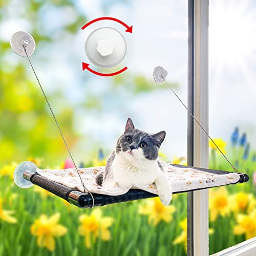 Mitubati Cat Window Perch,Large Cat Hammock Window Perch Seat ,Indoor Cats Resting Seat Safety,Strong Suction Cups Easy Clean Safety Cat Hammock Window Seat,(Up to 50lbs)