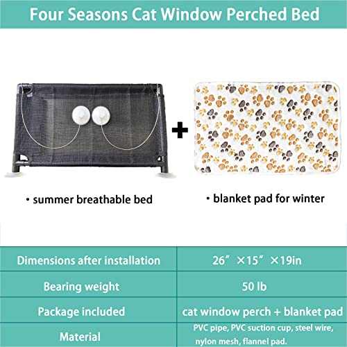 Mitubati Cat Window Perch,Large Cat Hammock Window Perch Seat ,Indoor Cats Resting Seat Safety,Strong Suction Cups Easy Clean Safety Cat Hammock Window Seat,(Up to 50lbs)