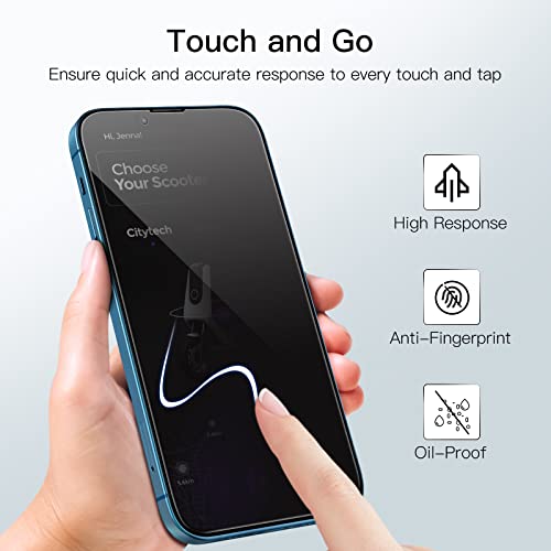 JETech Privacy Full Coverage Screen Protector for iPhone 13/13 Pro 6.1-Inch, Anti-Spy Tempered Glass Film, Edge to Edge Protection Case-Friendly, 2-Pack