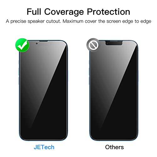 JETech Privacy Full Coverage Screen Protector for iPhone 13/13 Pro 6.1-Inch, Anti-Spy Tempered Glass Film, Edge to Edge Protection Case-Friendly, 2-Pack