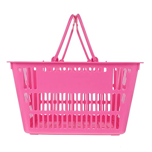 POPETPOP Picnic Basket Shopping Cart Plastic Shopping Basket with Handle- 16L Portable Handheld Storage Basket for Supermarket, Retail, Bookstore Picnic Basket Shopping Cart