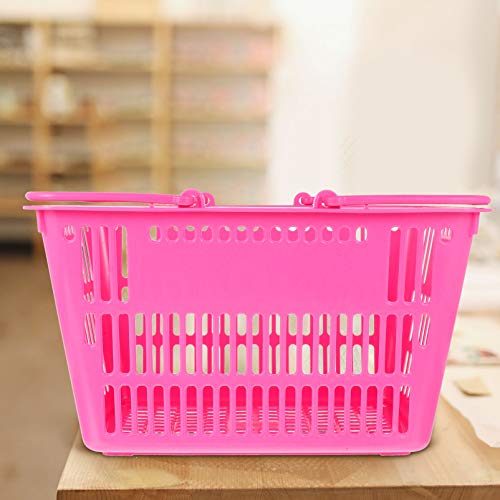 POPETPOP Picnic Basket Shopping Cart Plastic Shopping Basket with Handle- 16L Portable Handheld Storage Basket for Supermarket, Retail, Bookstore Picnic Basket Shopping Cart