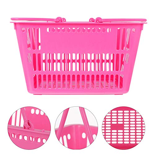 POPETPOP Picnic Basket Shopping Cart Plastic Shopping Basket with Handle- 16L Portable Handheld Storage Basket for Supermarket, Retail, Bookstore Picnic Basket Shopping Cart