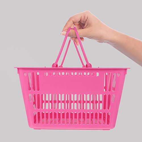 POPETPOP Picnic Basket Shopping Cart Plastic Shopping Basket with Handle- 16L Portable Handheld Storage Basket for Supermarket, Retail, Bookstore Picnic Basket Shopping Cart