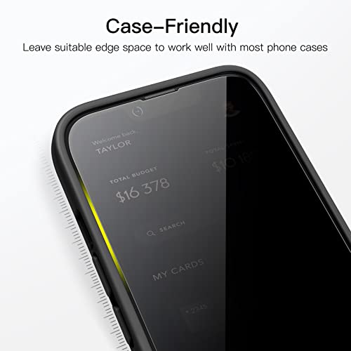 JETech Privacy Full Coverage Screen Protector for iPhone 13 Pro Max 6.7-Inch, Anti-Spy Tempered Glass Film, Edge to Edge Protection Case-Friendly, 2-Pack