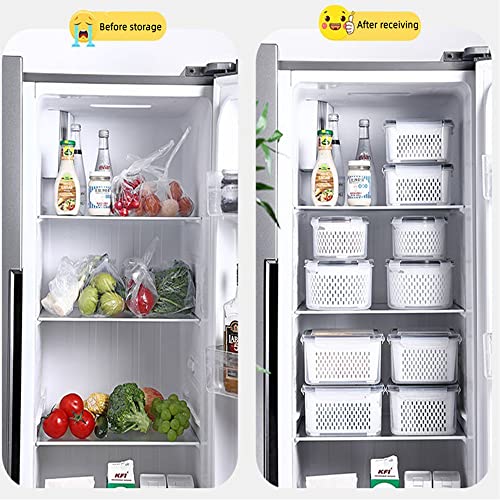 CoopBenPT Fruit vegetable food storage containers for fridge, 3 pack airtight locking lids 100% leak proof refrigerator organizer bins, bpa-free draining fresh box keep vegetables and fruits