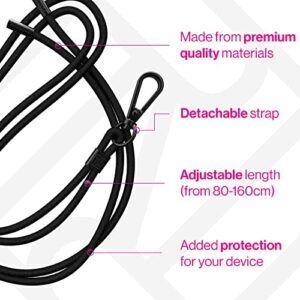 Richmond Finch Crossbody Cell Phone Strap, Universal Adjustable Phone Lanyard, 62.5 Inch Nylon Mobile Holder Compatible with iPhone, Samsung, Huawei and More, Detachable Keychain Strap, Black Metal