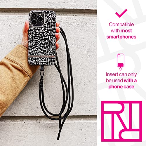 Richmond Finch Crossbody Cell Phone Strap, Universal Adjustable Phone Lanyard, 62.5 Inch Nylon Mobile Holder Compatible with iPhone, Samsung, Huawei and More, Detachable Keychain Strap, Black Metal