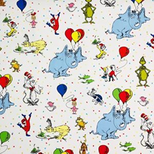 Fat Quarter - Dr. Seuss Characters on White Cotton Fabric - 18" x 22" Fat Quarter