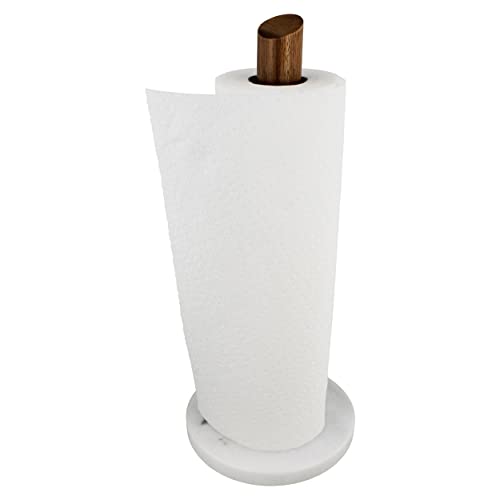 Creekview Home Emporium Acacia Wood Countertop Paper Towel Holder - 13.8in Kitchen Paper Towel Holder with Marble Base