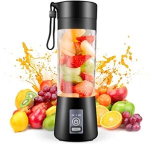 portable blender smoothies personal blender mini shakes juicer 380 ml cup usb rechargeable cordless shaker bottle (black)