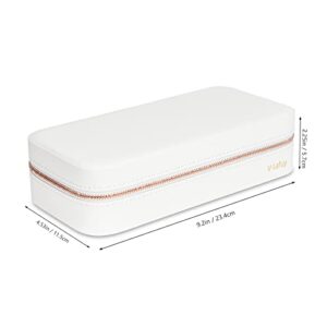 V-LAFUY Jewelry Box Small Jewelry Boxes, PU Leather Portable Travel Jewelry Case, Large Capacity for Rings Earrings Necklaces Bracelets Watch, White C