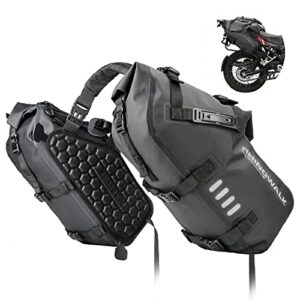 rhinowalk motorcycle saddlebags waterproof 28l (14l*2) side saddlebags, compatible with most motorcycle racks, adventure、street、sports、dirt bike (black 1 pair)