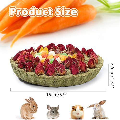 HGPOKLVT Bunny Grass Treats Bunny Chew Toys, Pet Birthday Cake Small Animal Molar Toys, All Natural Material Suitable for Guinea Pig, Hamster Chinchilla Rabbit and Other Small Animals