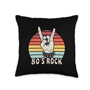 vintage punk rock band tees for women men kids vintage retro 80's band tee punk rock throw pillow, 16x16, multicolor