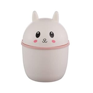 housoutil mini trash can with lid rabbit shaped desk mini garbage container cute desktop basket can closable trash bin for office bedroom