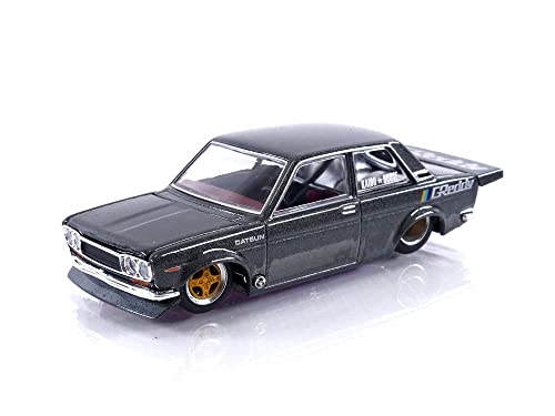 Truescale Miniatures Datsun 510 Pro Street Gun Metal Gray (Designed by Jun Imai) Kaido House Special 1/64 Diecast Model Car by True Scale KHMG017