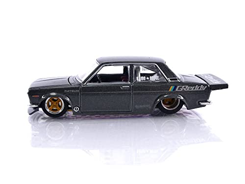 Truescale Miniatures Datsun 510 Pro Street Gun Metal Gray (Designed by Jun Imai) Kaido House Special 1/64 Diecast Model Car by True Scale KHMG017