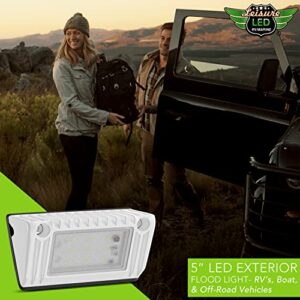 Leisure LED RV Exterior Porch Utility Light - 12v 720 Lumen 5" Lighting Fixture. Replacement Lighting for RVs, Trailers, Campers, 5th Wheels (White)