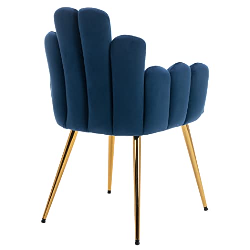 RIVOVA Navy Blue Velvet Dining Chairs Set of 4, Modern Accent Chairs Upholstered Side Chairs Kitchen Chairs Living Room Chairs with Gold Metal Legs