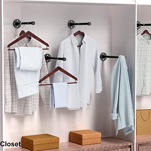 Industrial Pipe Clothes Rack for Hanging Clothes Coats Laundry Room Organizer Storage Hanger Shelf Space Saving, Long Handle Broom and Dustpan Set