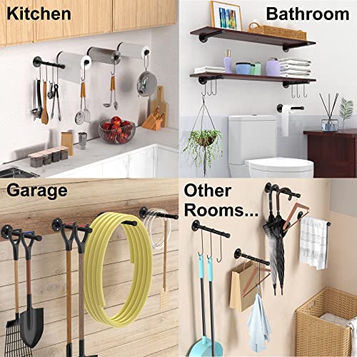 Industrial Pipe Clothes Rack for Hanging Clothes Coats Laundry Room Organizer Storage Hanger Shelf Space Saving, Long Handle Broom and Dustpan Set