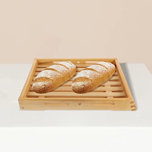 UPKOCH Meat Platter Wood Serving Tray Display Rack: Wooden Rectangular Tray with Handles Drain Tray Ottoman Coffee Table Platters for Food Breakfast Pastries Snacks Makeups Fruit Tray Platter